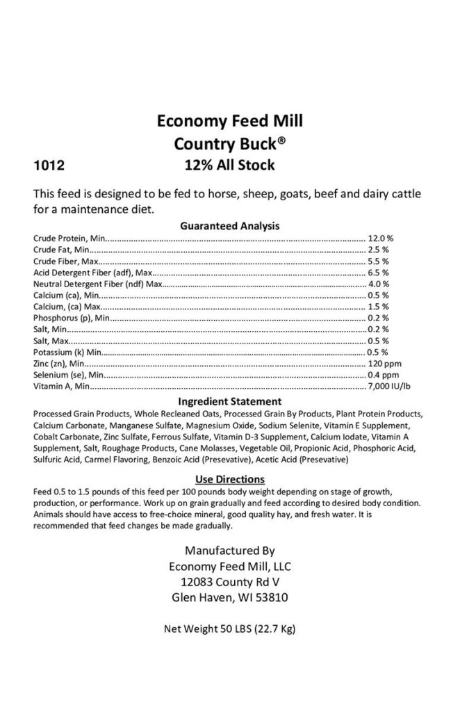 12% Country Buck- Low Molasses – Economy Feed Mill LLC